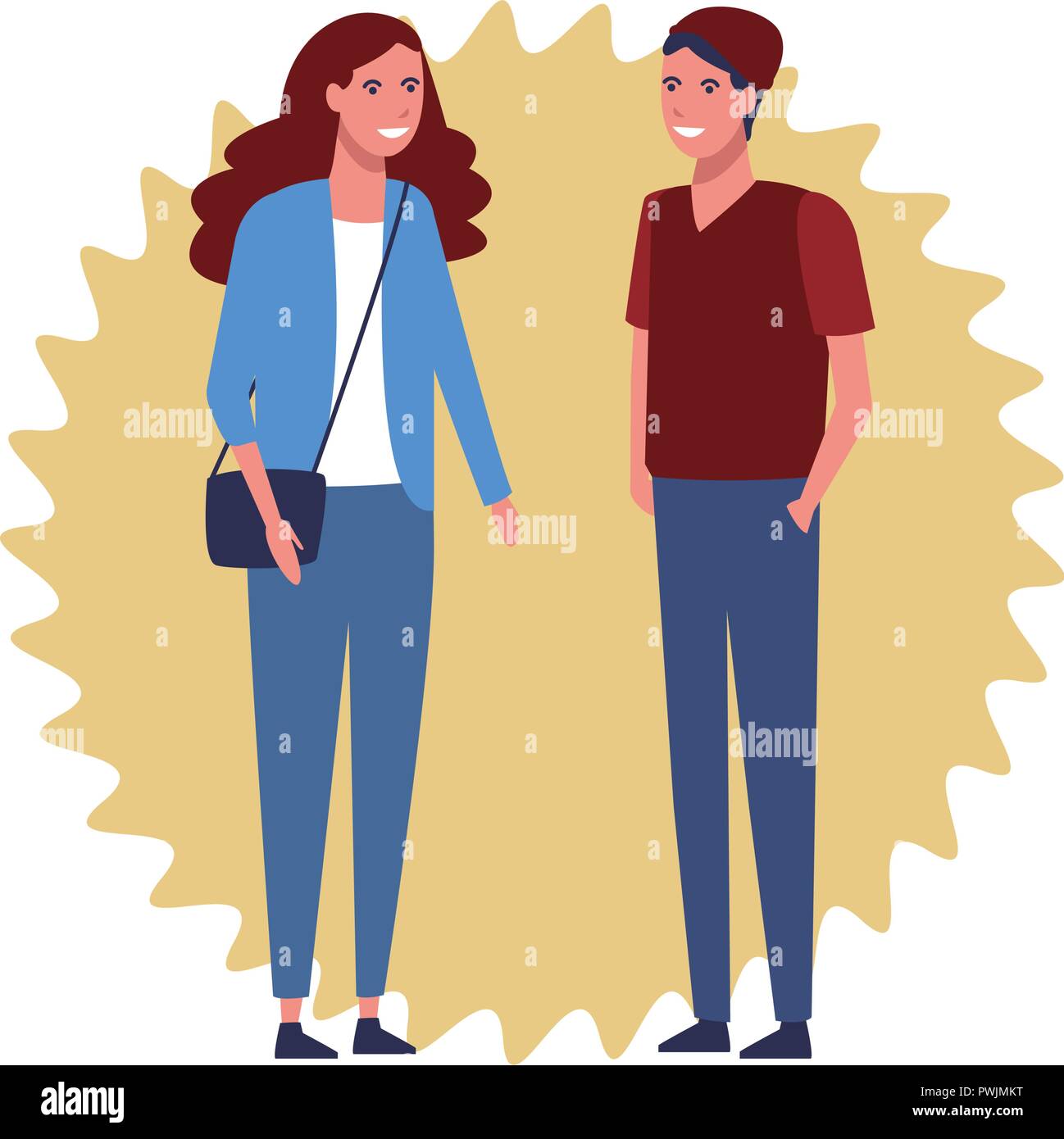 Young couple date cartoon vector illustration graphic design Stock ...