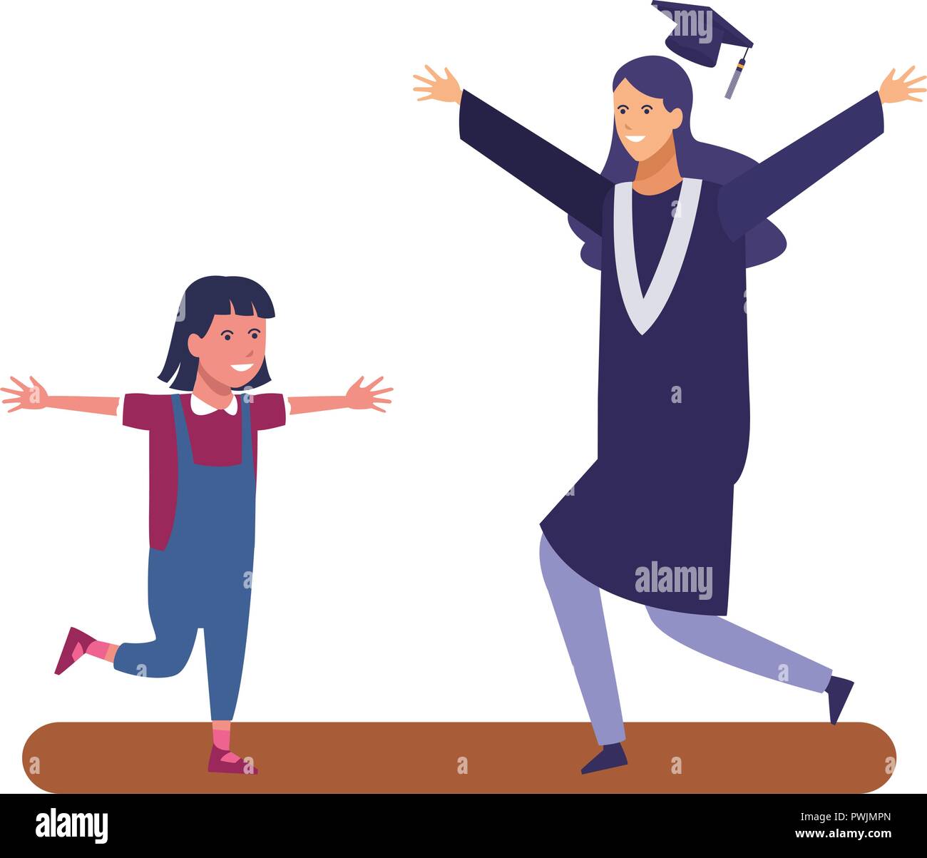 Student with gowns on graduation celebration vector illustration ...