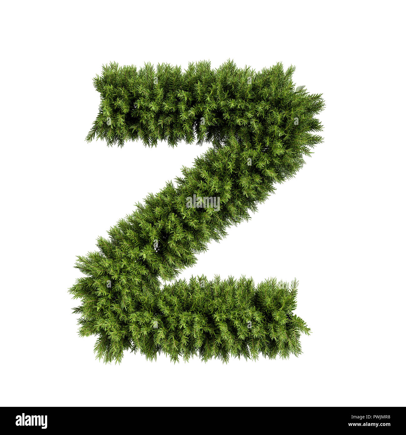 Christmas alphabet ABC character letter Z font. Christmas tree branches ...