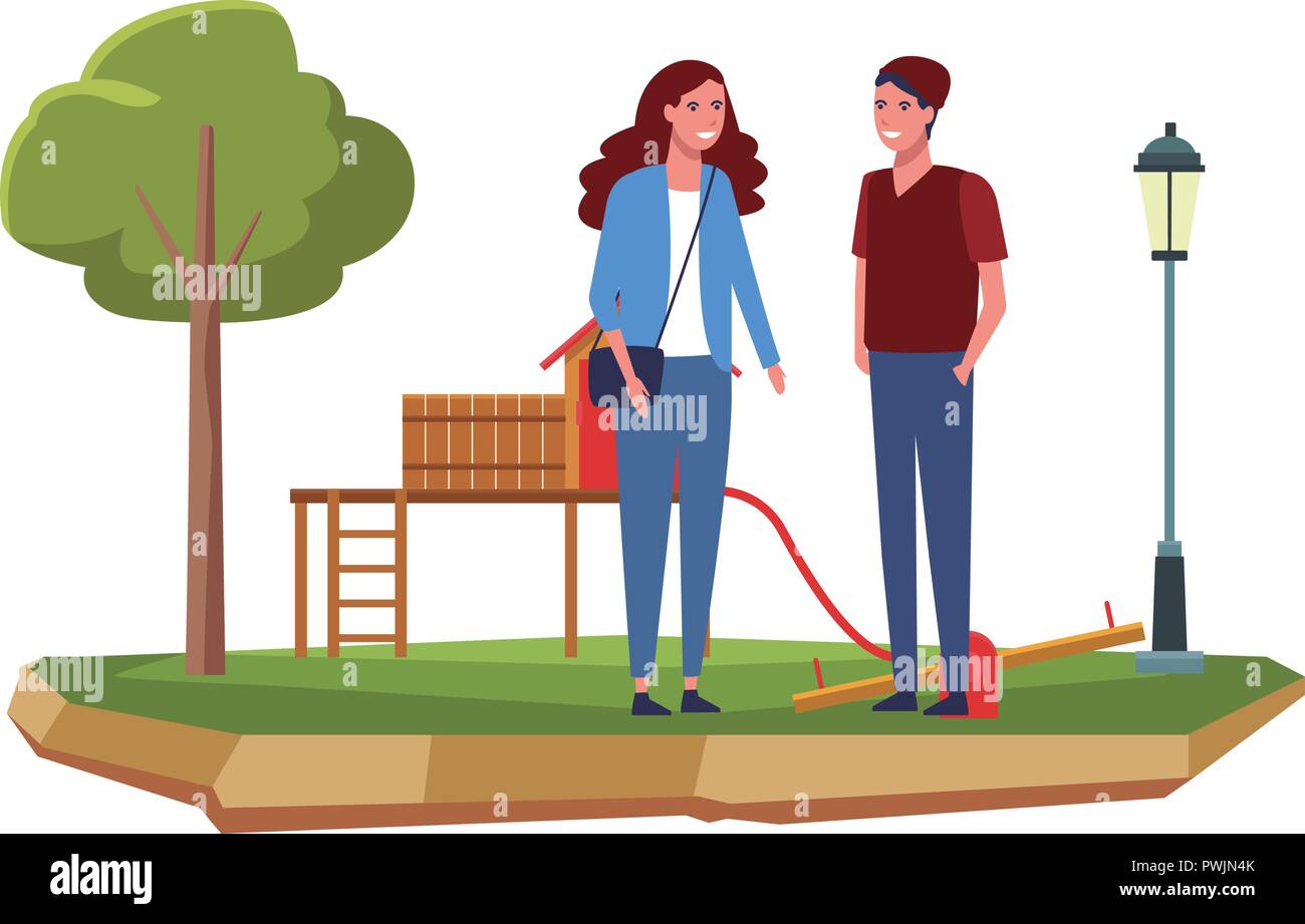 Friends sharing time at park cartoon vector illustration graphic design ...