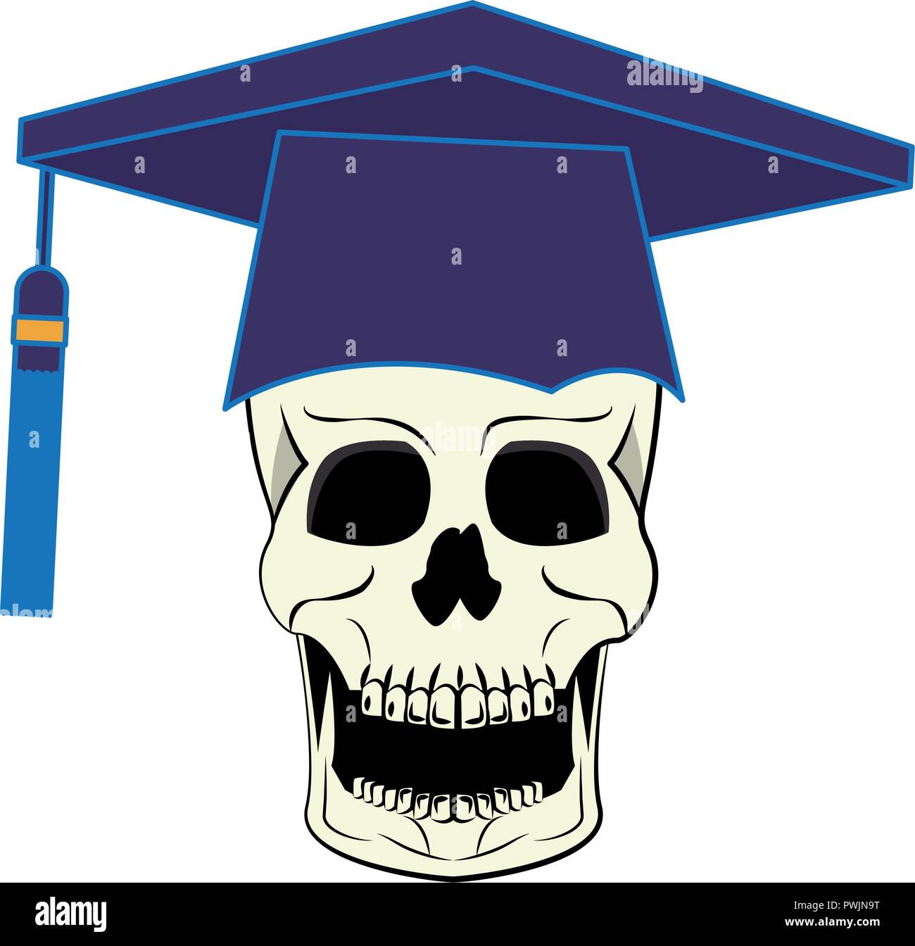 Skull with graduation cap cool drawing vector illustration graphic ...
