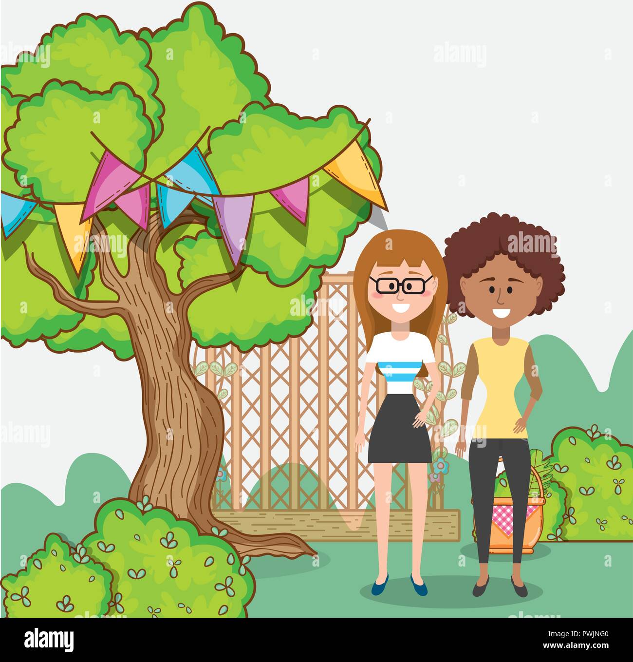 friends enjoying nature Stock Vector Image & Art - Alamy