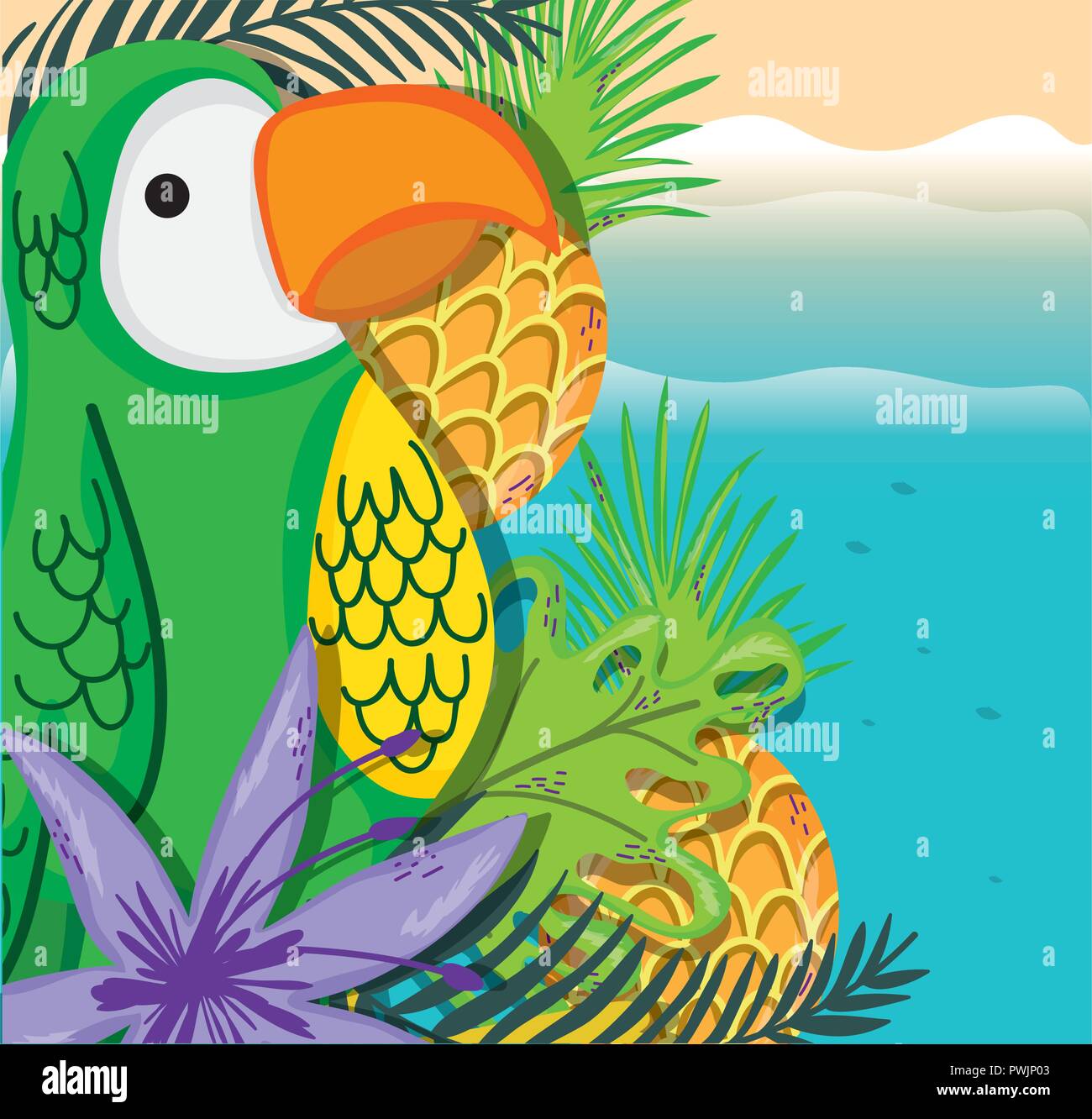tropical beach scenery theme cartoon Stock Vector Image & Art - Alamy