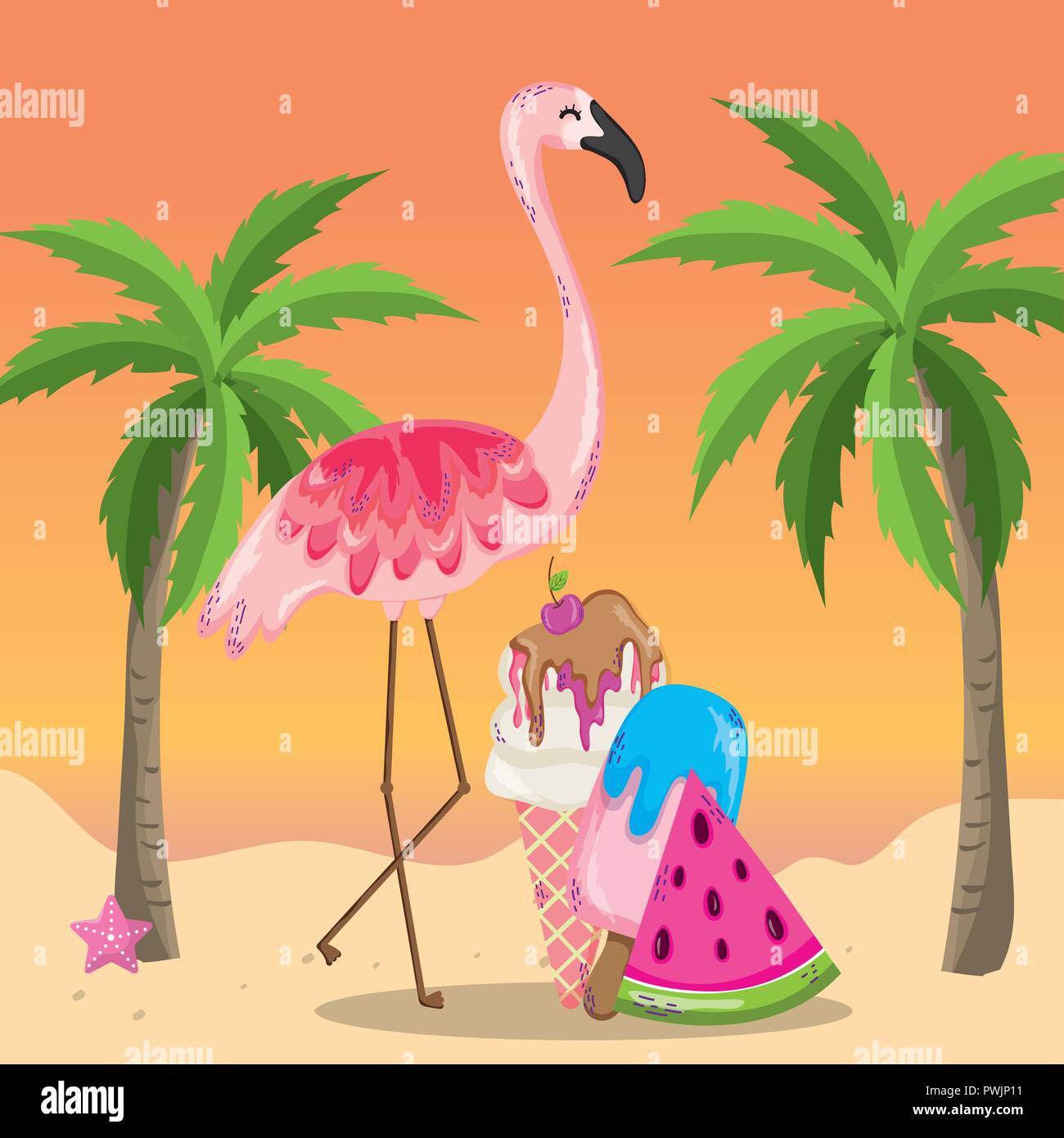 tropical beach scenery theme cartoon Stock Vector Image & Art - Alamy