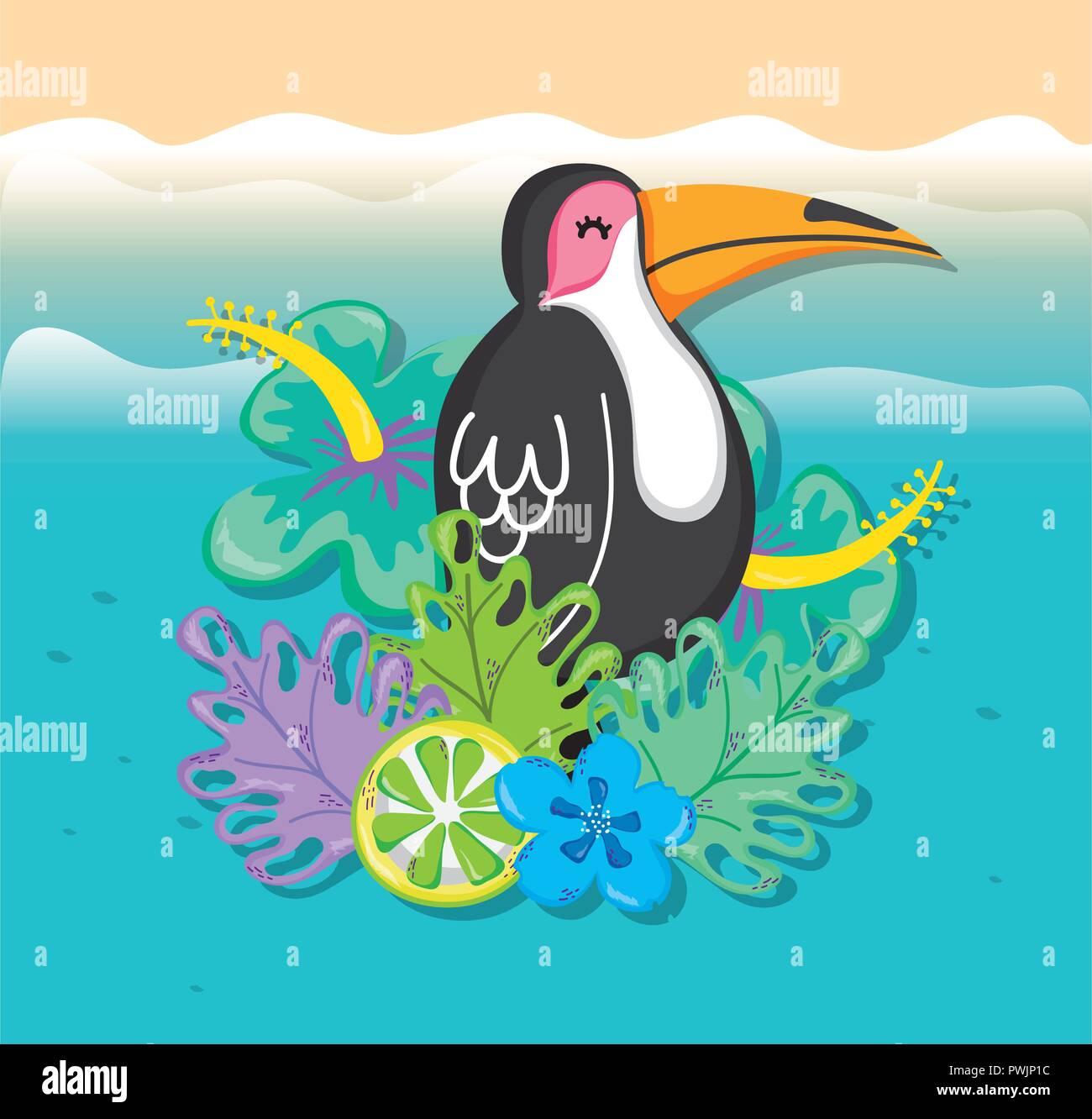 tropical beach scenery theme cartoon Stock Vector Image & Art - Alamy