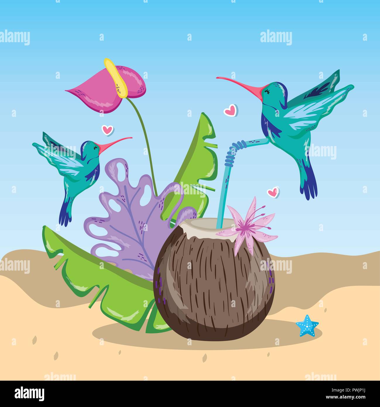 tropical beach scenery theme cartoon Stock Vector Image & Art - Alamy