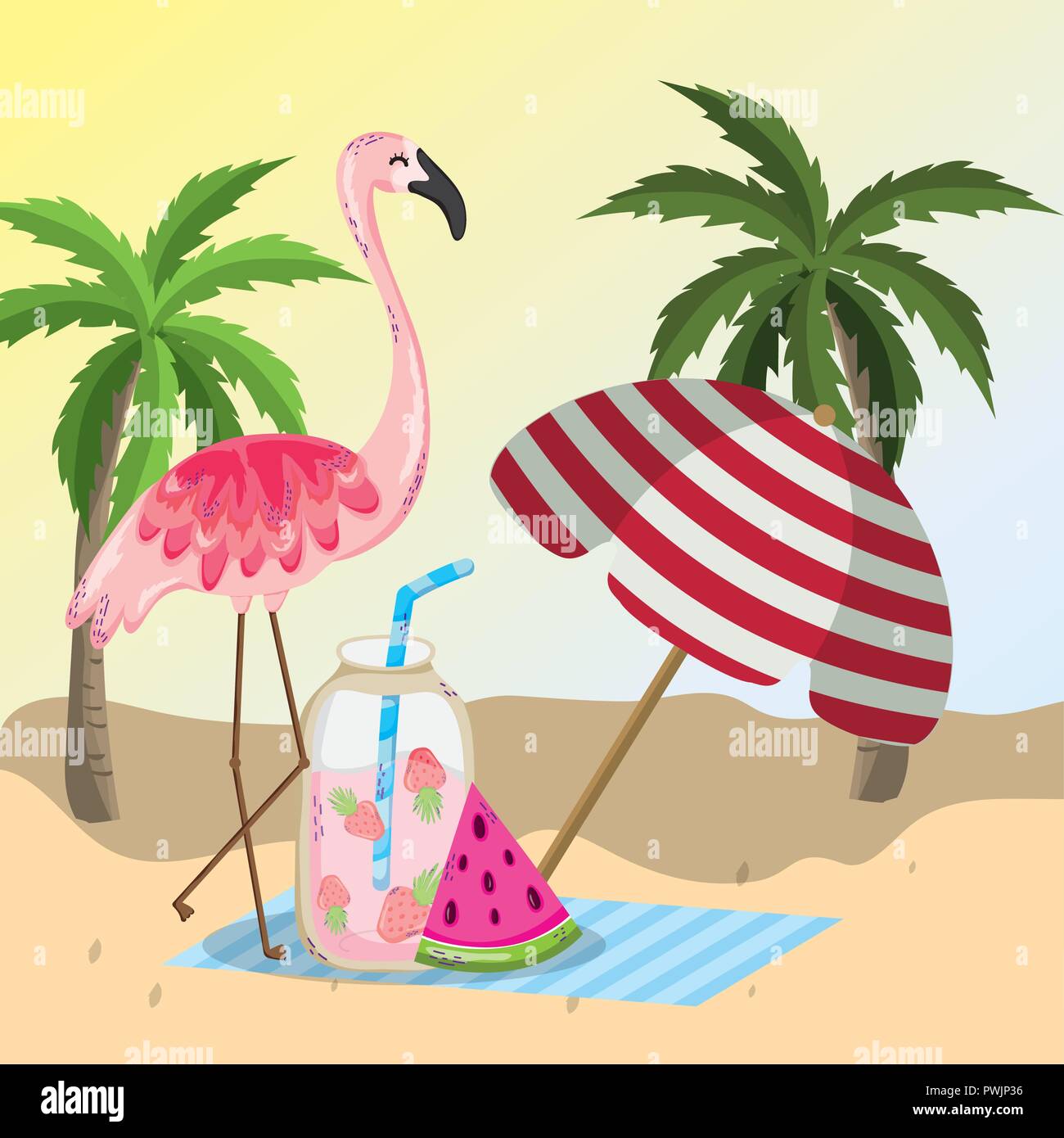 tropical beach scenery theme cartoon Stock Vector Image & Art - Alamy