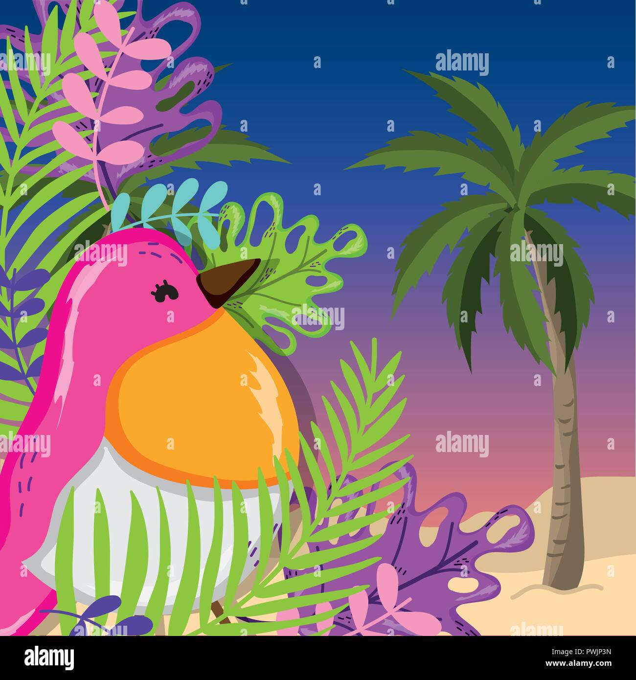 tropical beach scenery theme cartoon Stock Vector Image & Art - Alamy