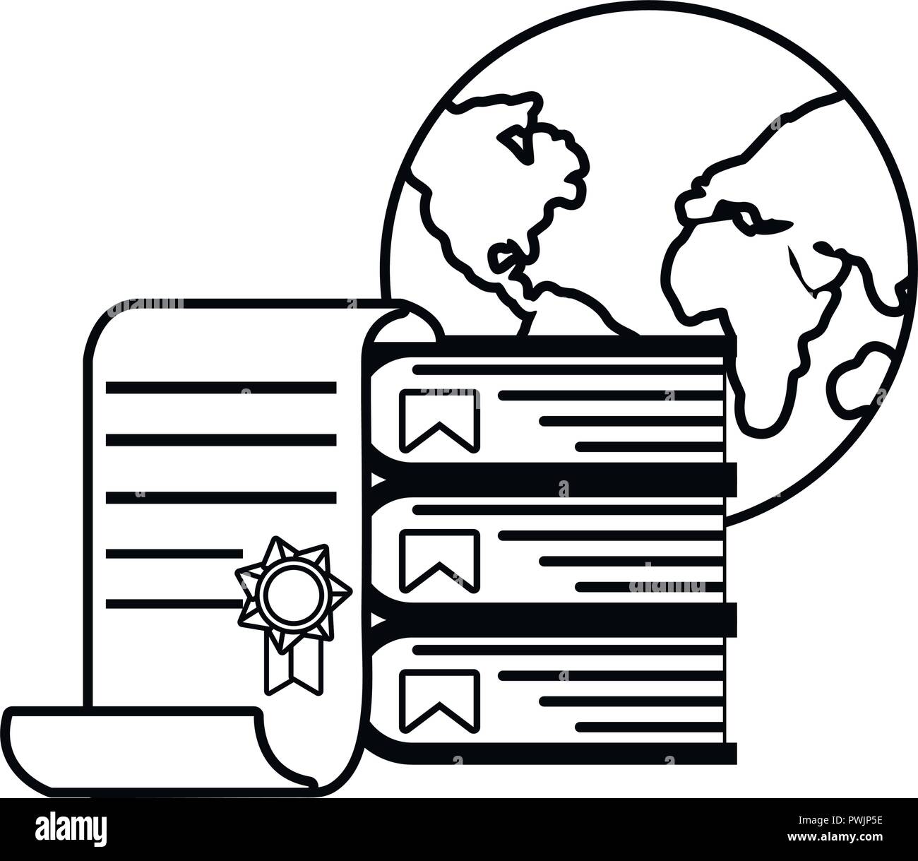 school graduation certificate books and world vector illustration Stock ...