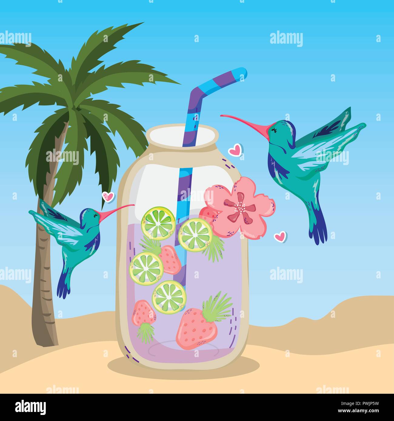 tropical beach scenery theme cartoon Stock Vector Image & Art - Alamy