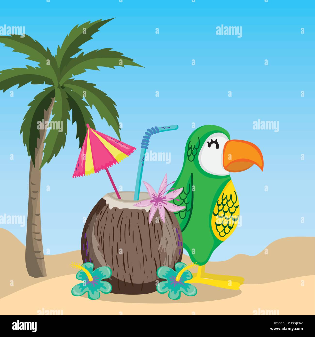 tropical beach scenery theme cartoon Stock Vector Image & Art - Alamy