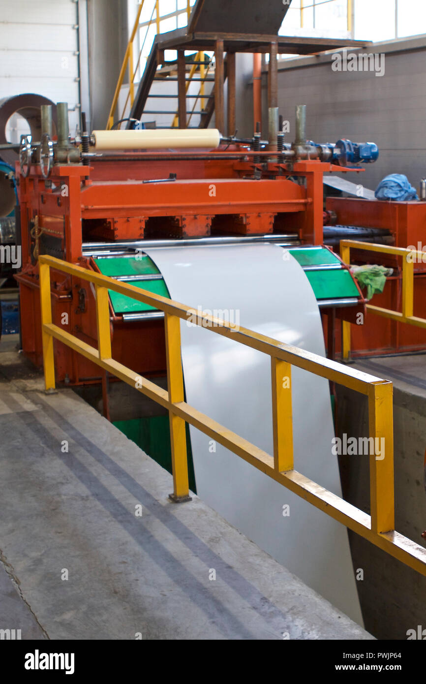 Elements of various sections of the galvanized steel processing line in ...
