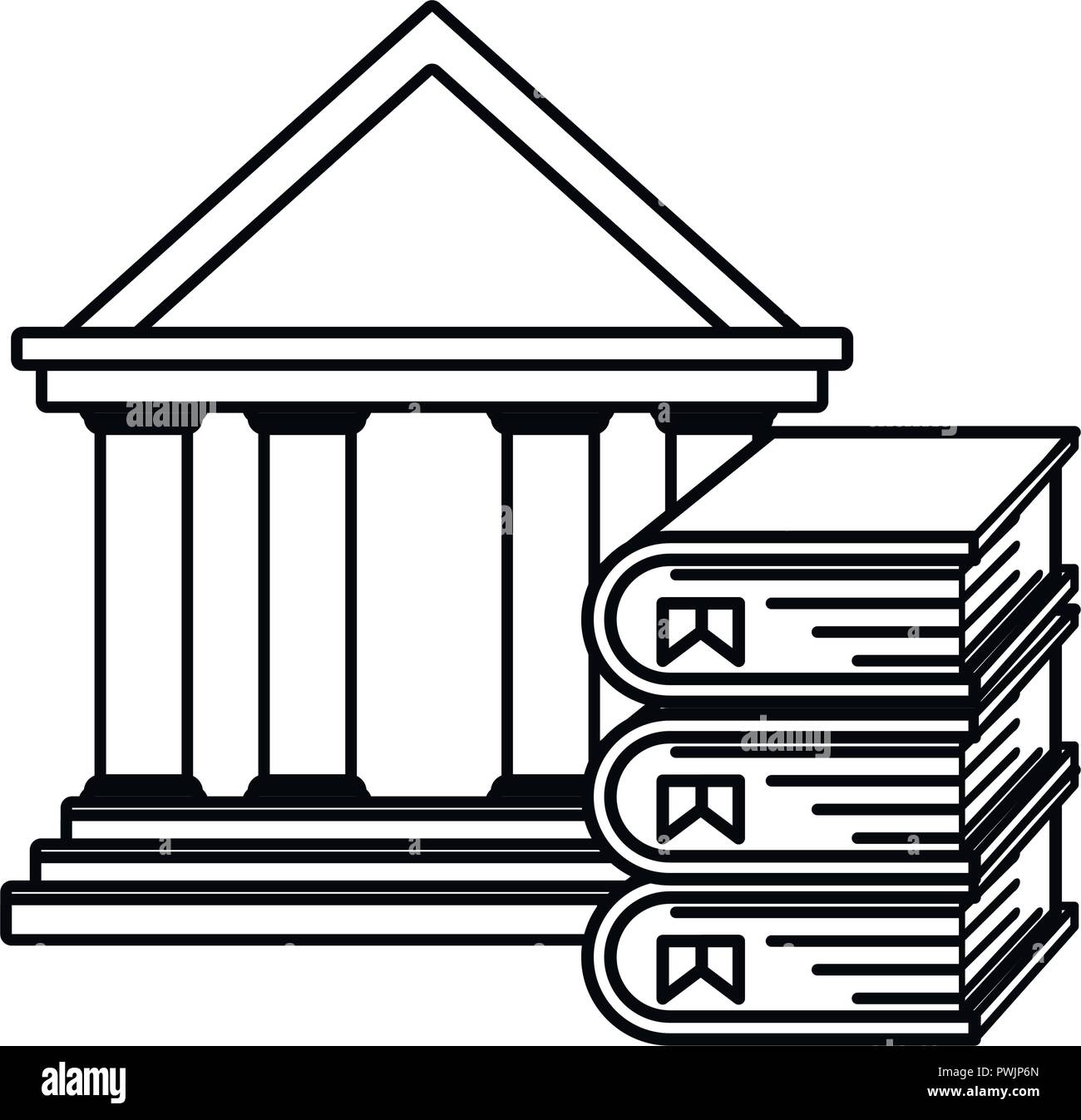 school building and pile books vector illustration Stock Vector Image ...