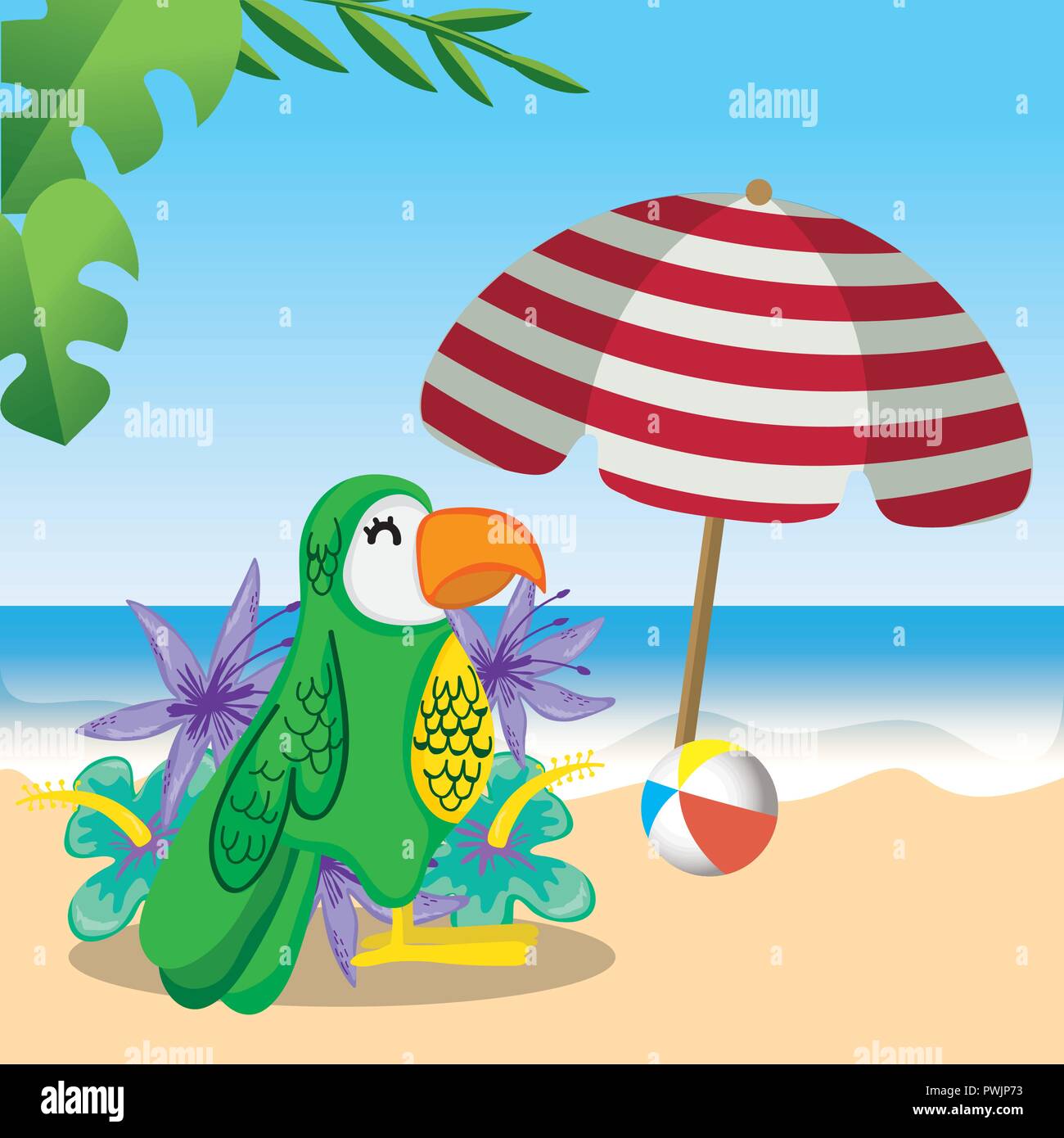 tropical beach scenery theme cartoon Stock Vector Image & Art - Alamy