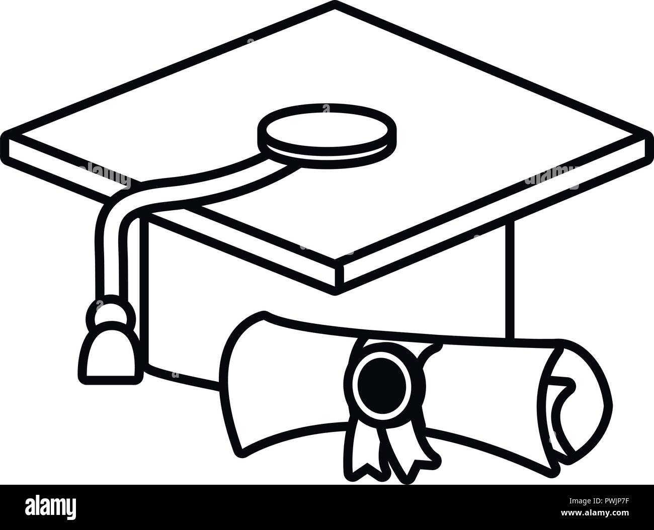 school graduation hat and certificate vector illustration Stock Vector ...