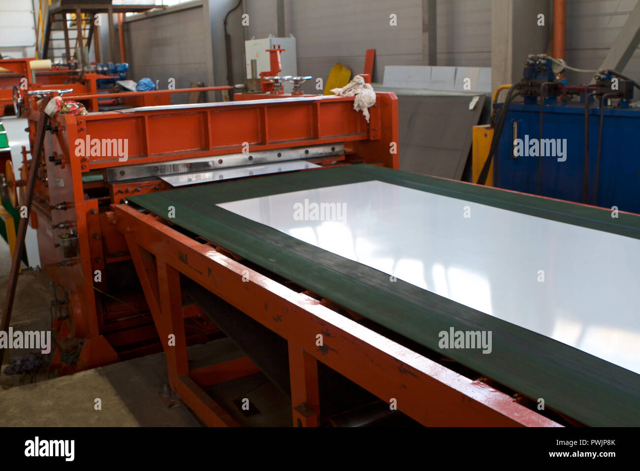 Elements of various sections of the galvanized steel processing line in ...