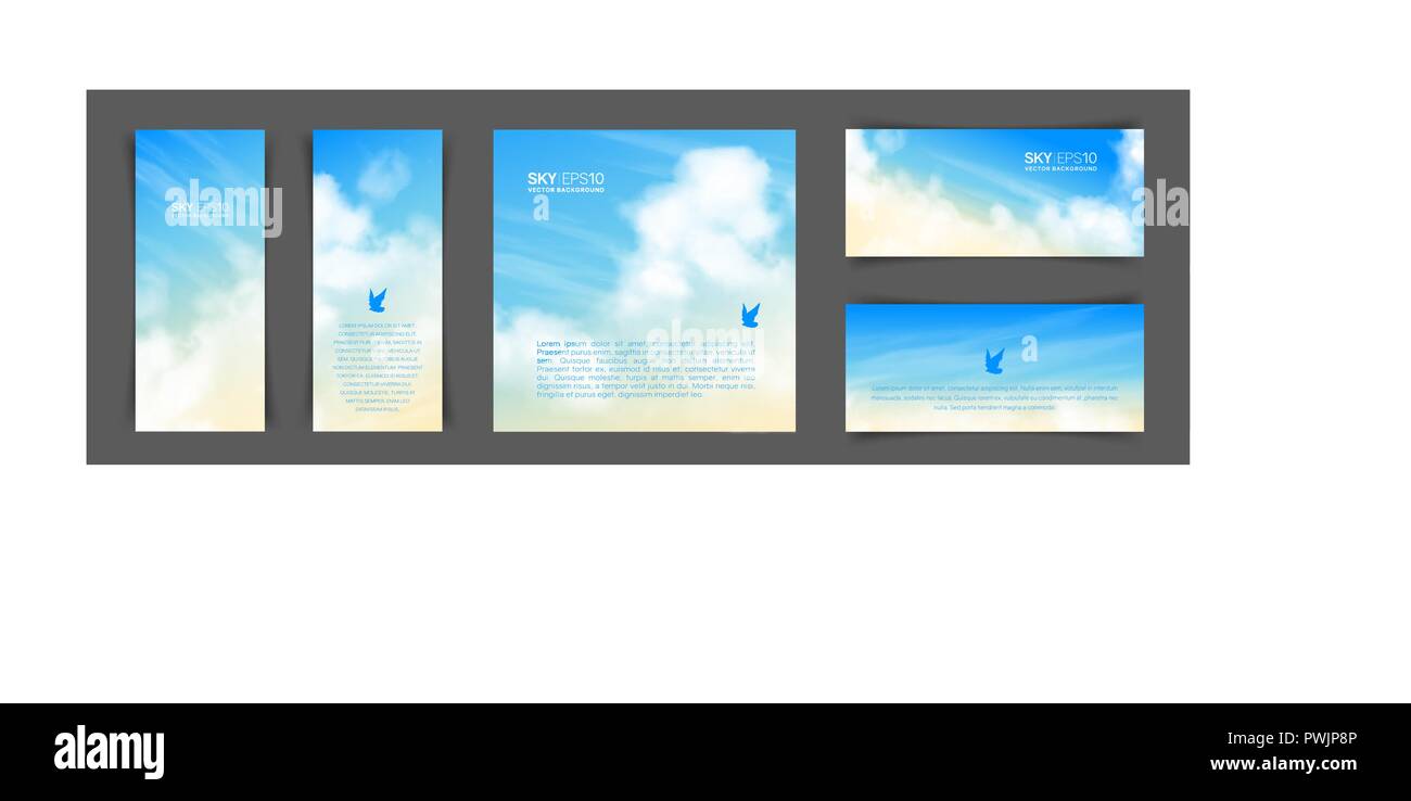 Set of different backgrounds with realistic beige-blue sky Stock Vector ...
