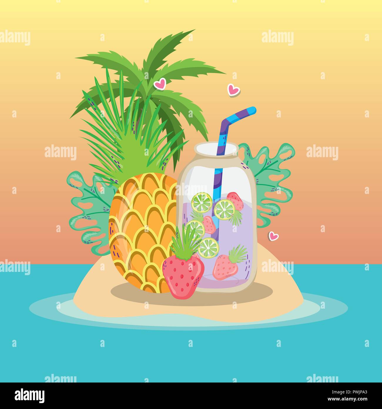 tropical beach scenery theme cartoon Stock Vector Image & Art - Alamy
