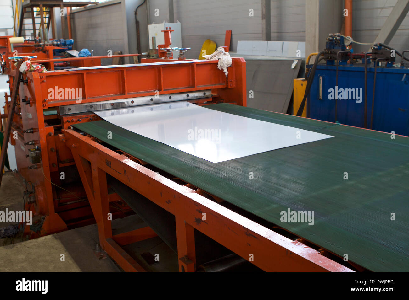 Elements of various sections of the galvanized steel processing line in ...