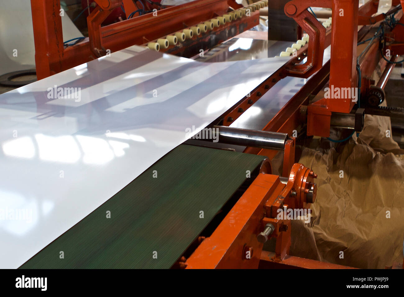 Elements of various sections of the galvanized steel processing line in ...