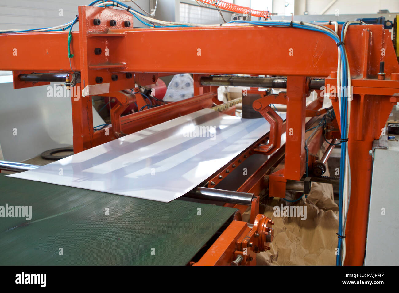 Elements of various sections of the galvanized steel processing line in ...