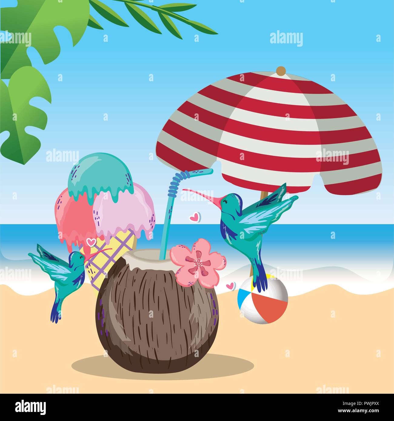tropical beach scenery theme cartoon Stock Vector Image & Art - Alamy