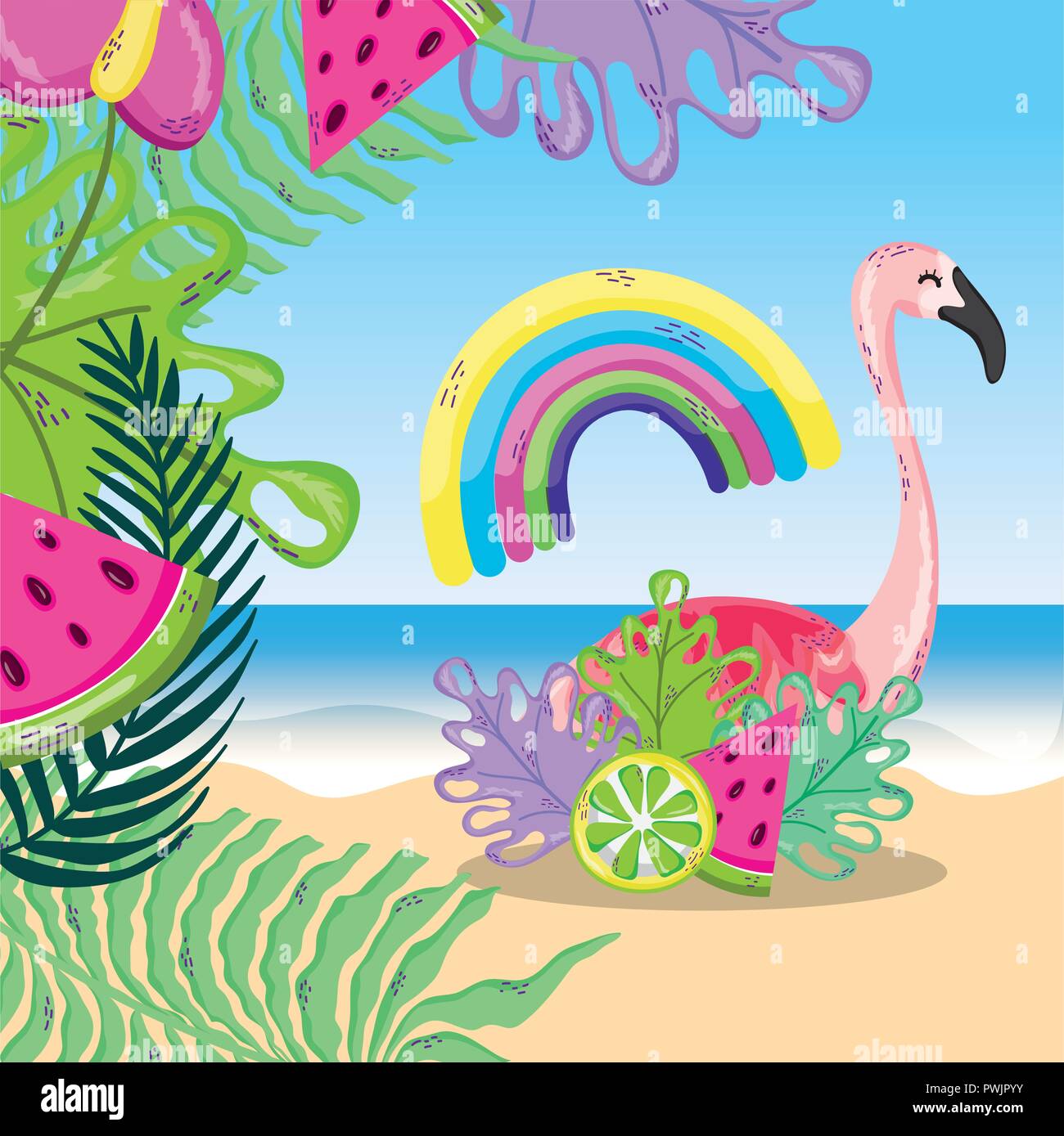 Tropical beach rainbow Stock Vector Images - Alamy
