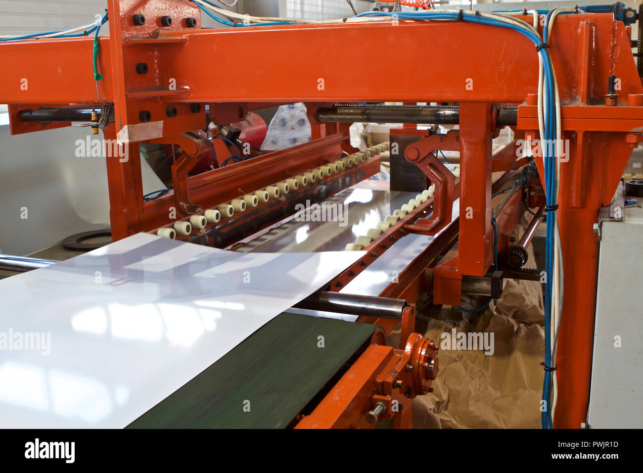 Elements of various sections of the galvanized steel processing line in ...