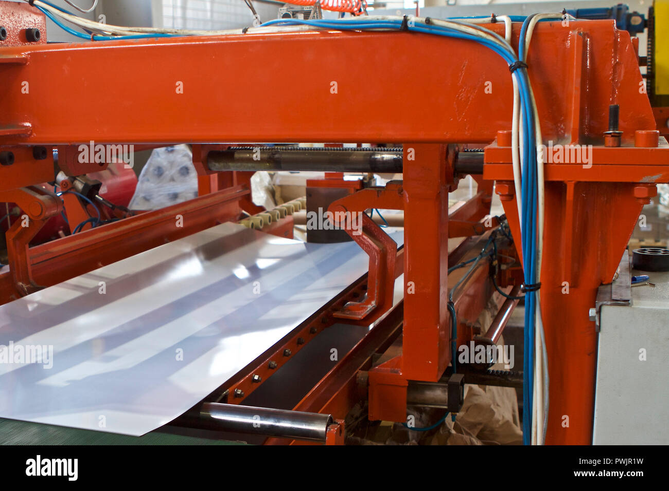 Elements of various sections of the galvanized steel processing line in ...