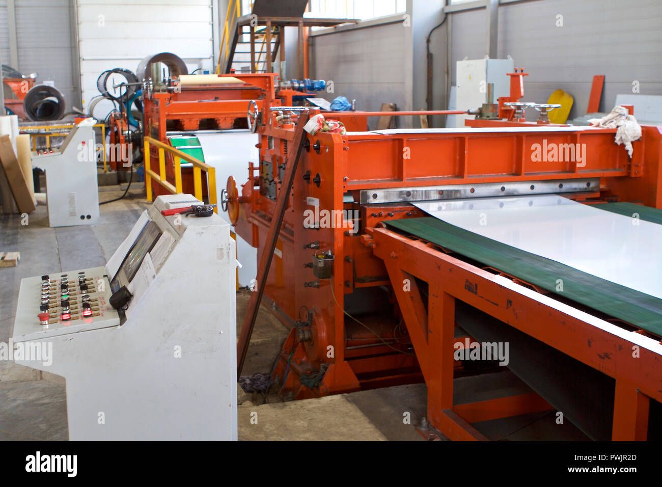 Elements of various sections of the galvanized steel processing line in ...
