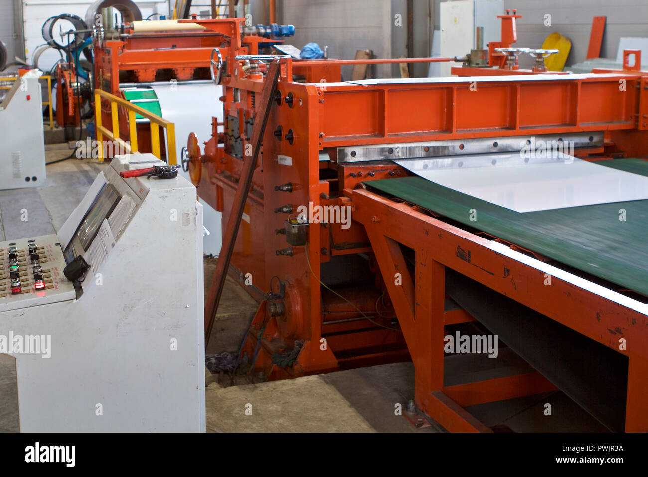 Elements of various sections of the galvanized steel processing line in ...
