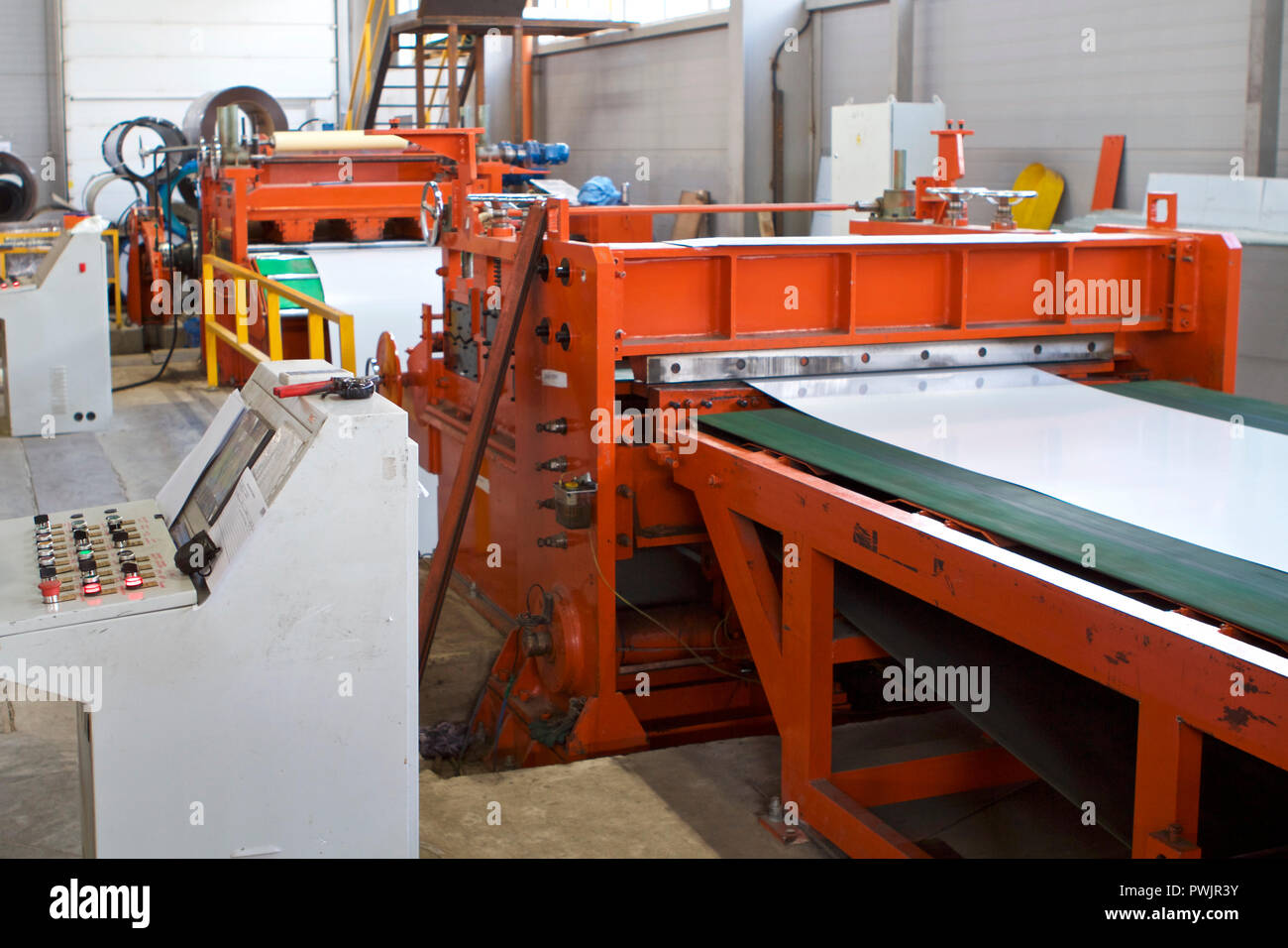 Elements of various sections of the galvanized steel processing line in ...