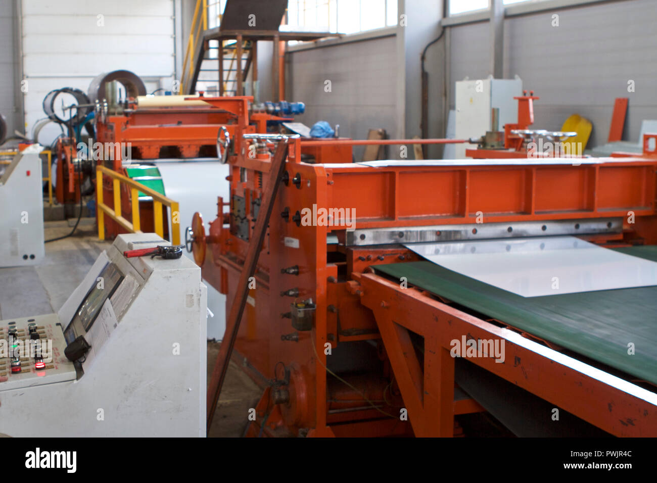 Elements of various sections of the galvanized steel processing line in ...
