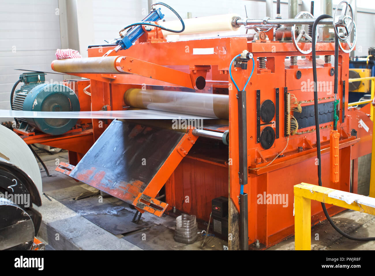 Elements of various sections of the galvanized steel processing line in ...