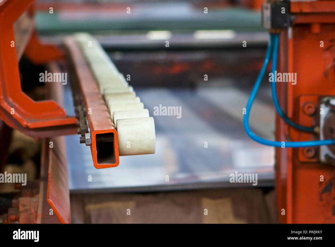 Elements of various sections of the galvanized steel processing line in ...