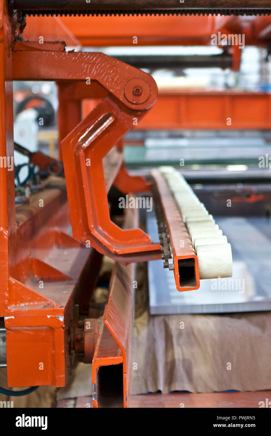 Elements of various sections of the galvanized steel processing line in ...