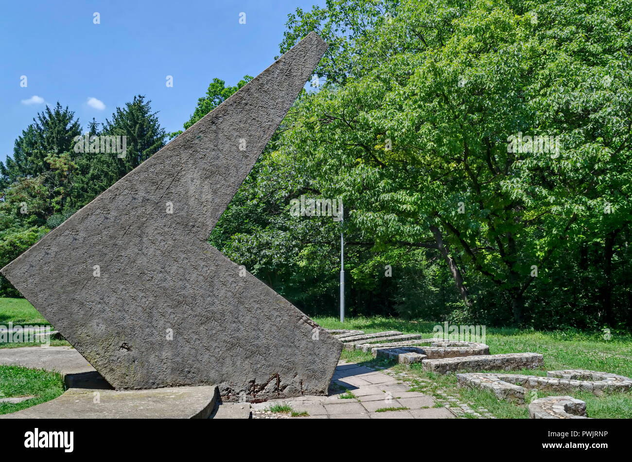 Fragment of abandoned Sun clock dial in the old North park with shadow ...