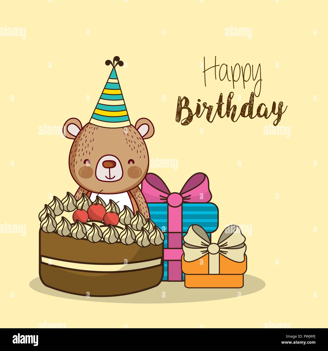 happy birthday card cartoons Stock Vector Image & Art - Alamy