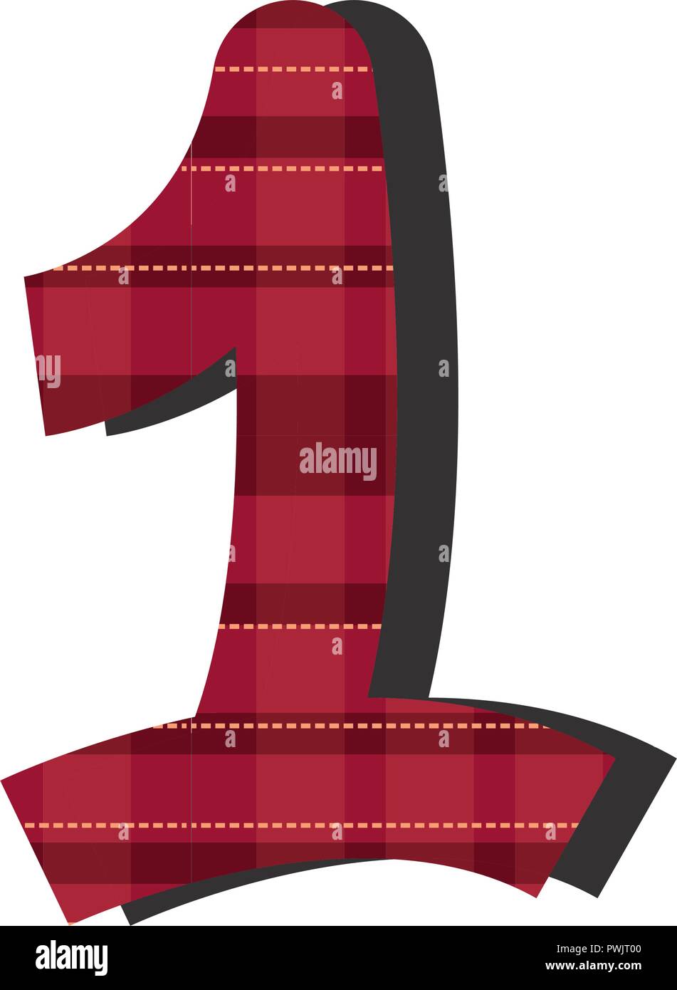 number one font checkered vector illustration white background Stock ...