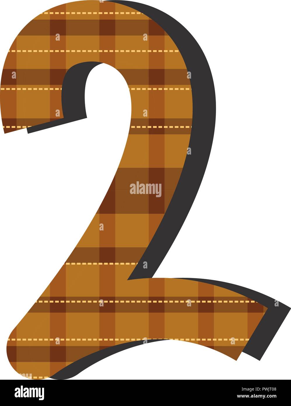 number two font checkered vector illustration white background Stock ...