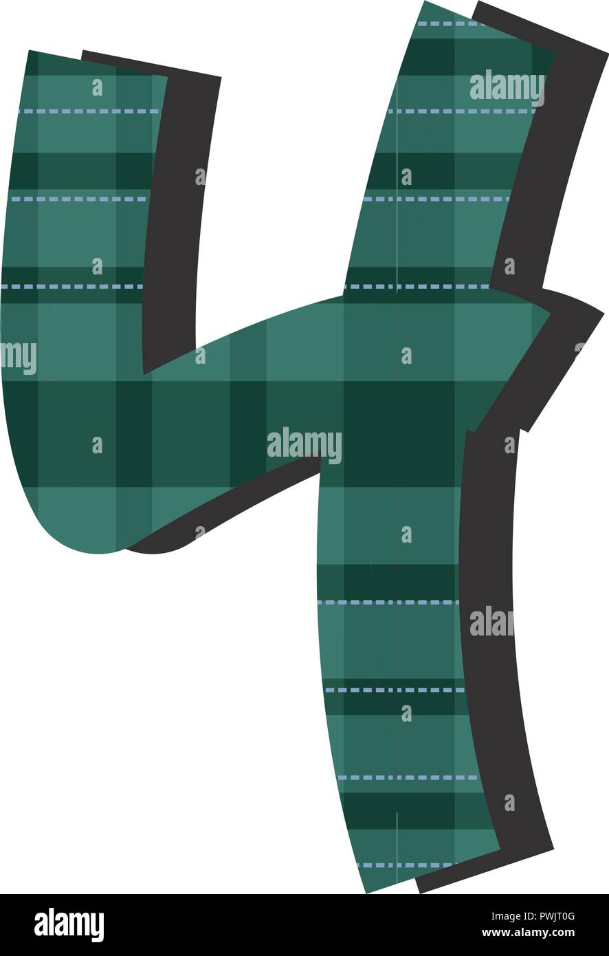 number four font checkered vector illustration white background Stock ...