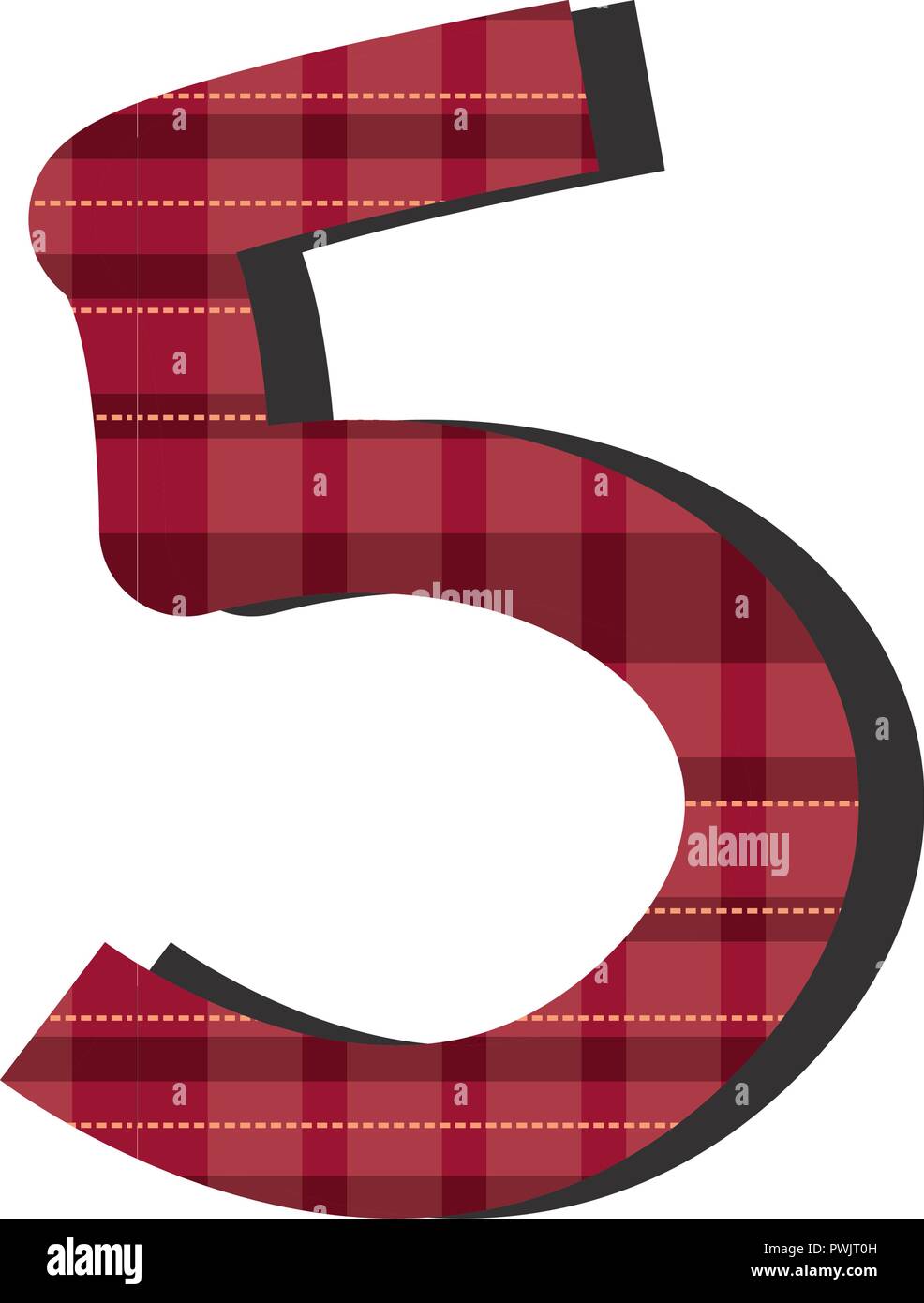 number five font checkered vector illustration white background Stock ...