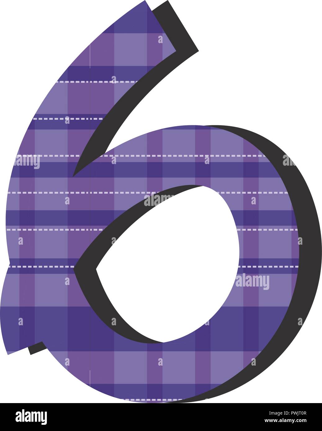 number six font checkered vector illustration white background Stock ...