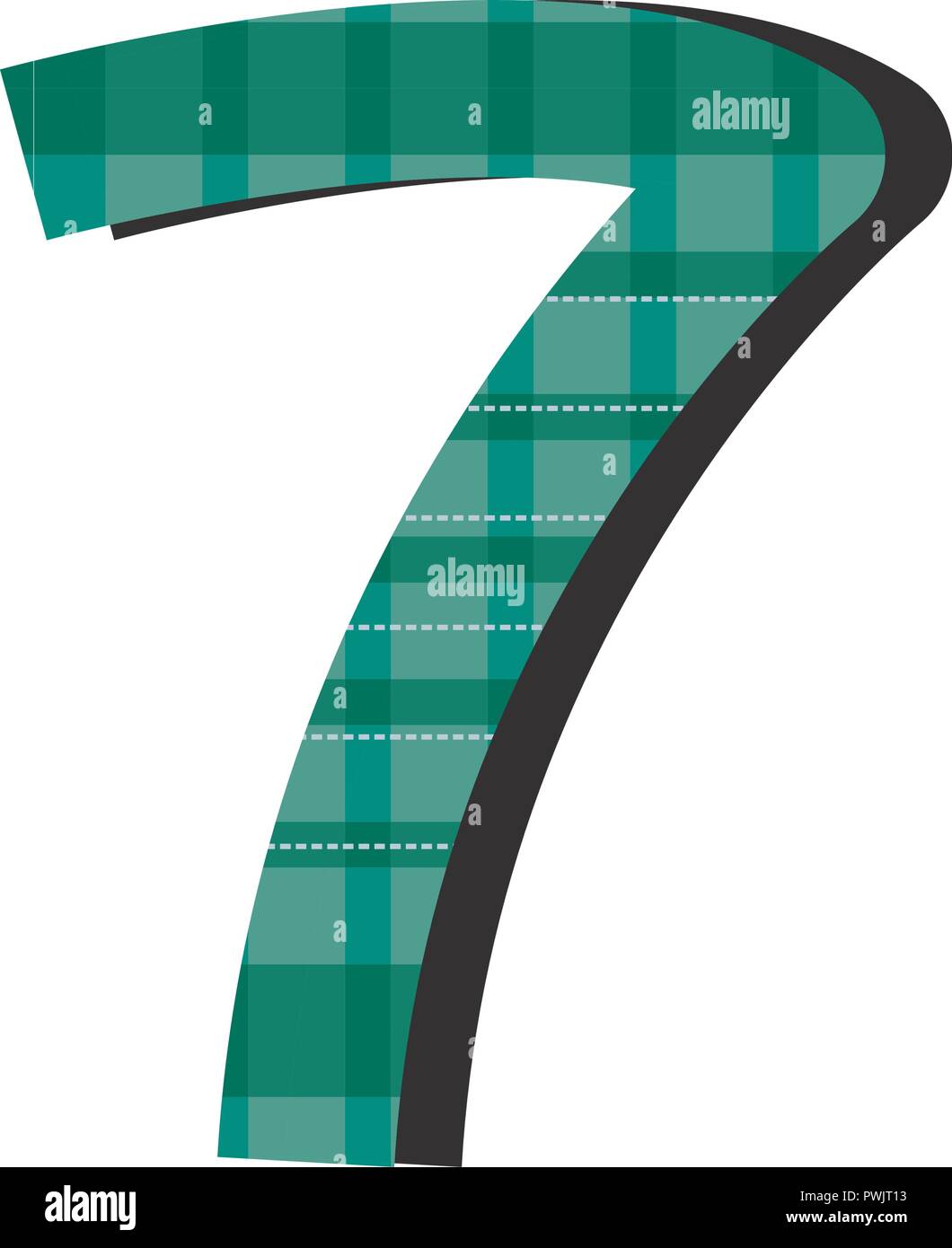 number seven font checkered vector illustration white background Stock ...