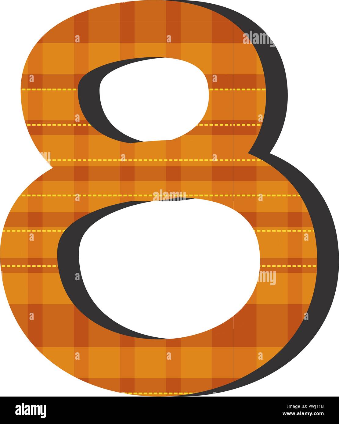 number eight font checkered vector illustration white background Stock ...