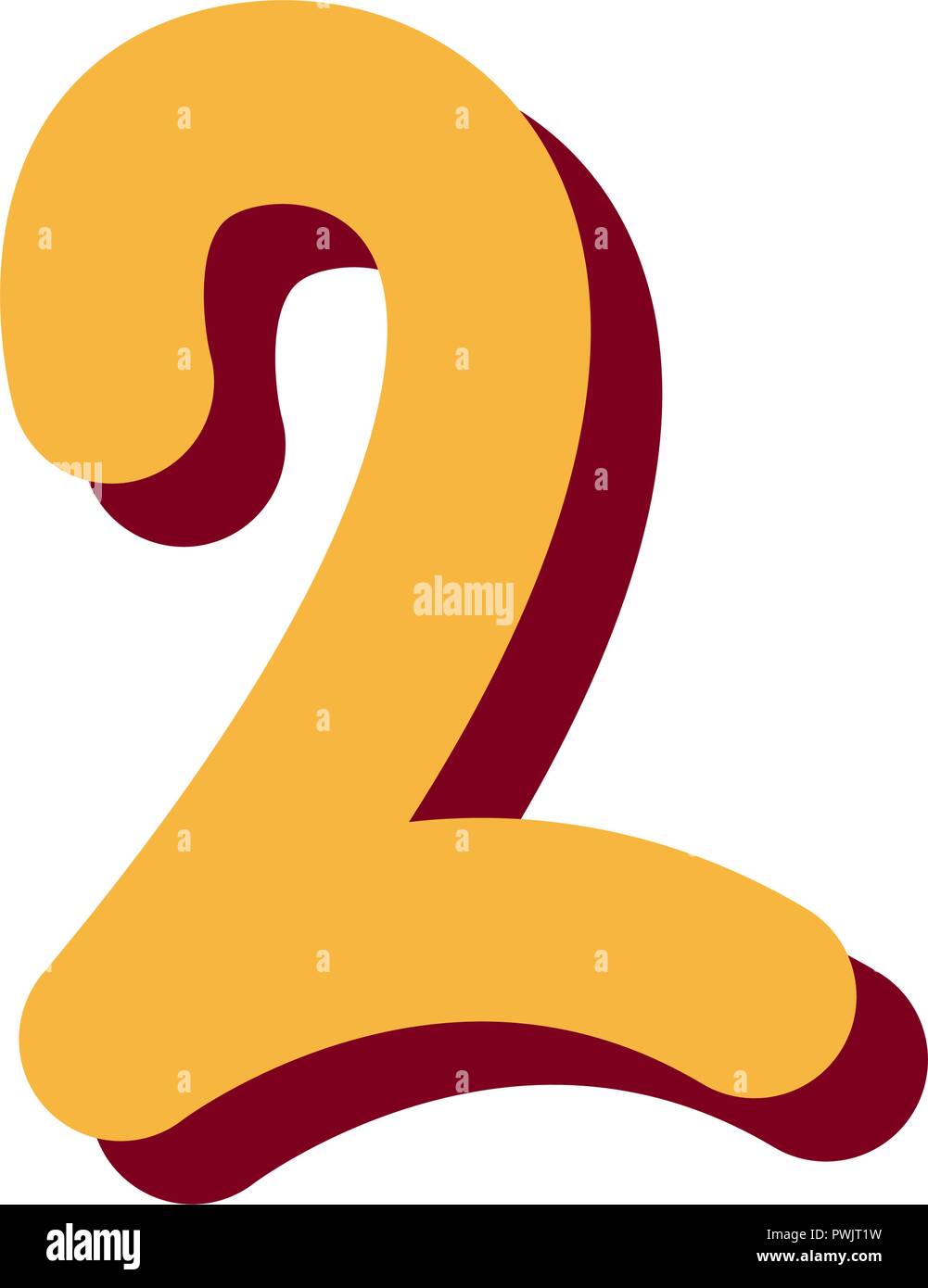 yellow number two font on white background vector illustration Stock ...