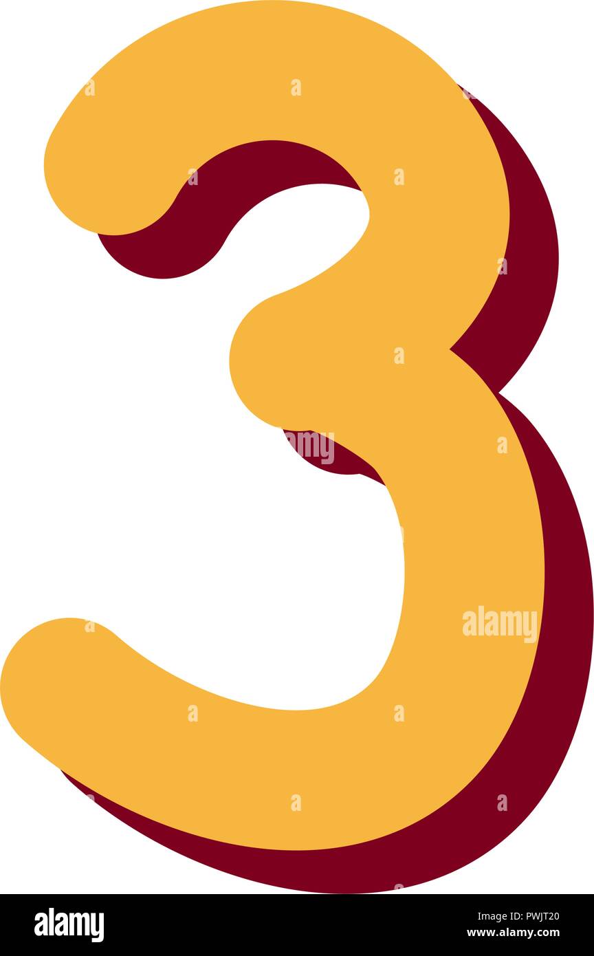 yellow number three font on white background vector illustration Stock ...