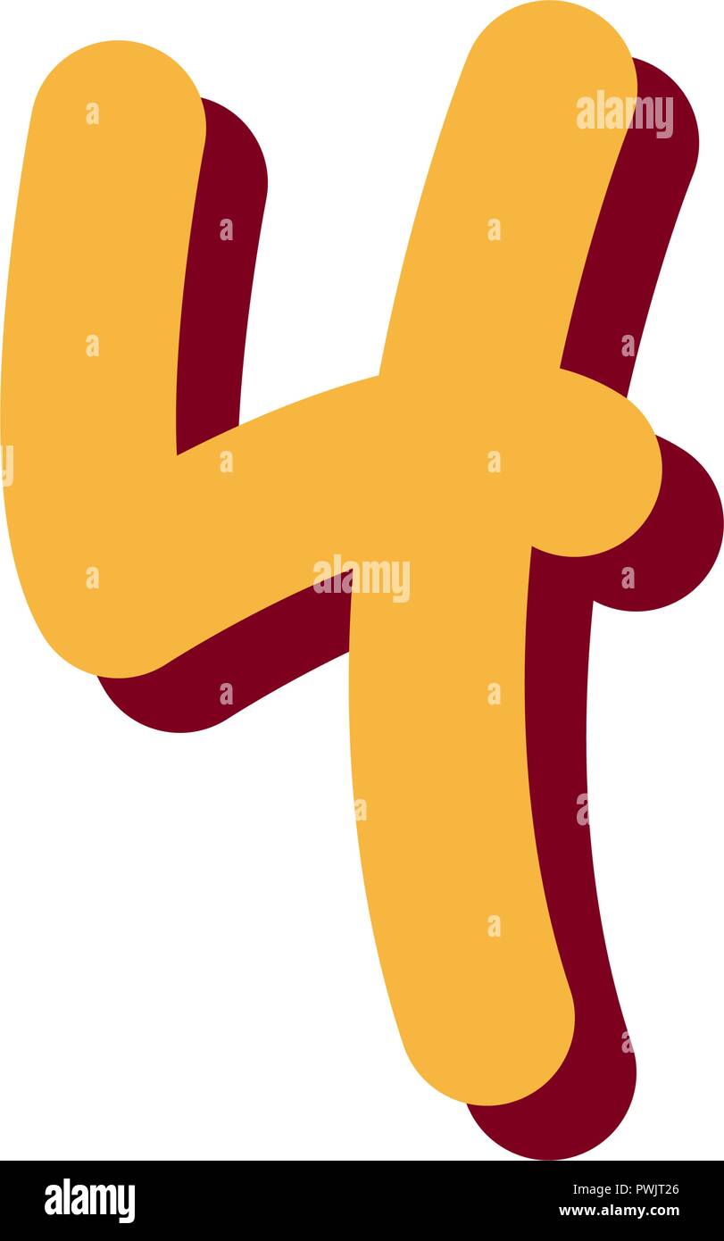 yellow number four font on white background vector illustration Stock ...