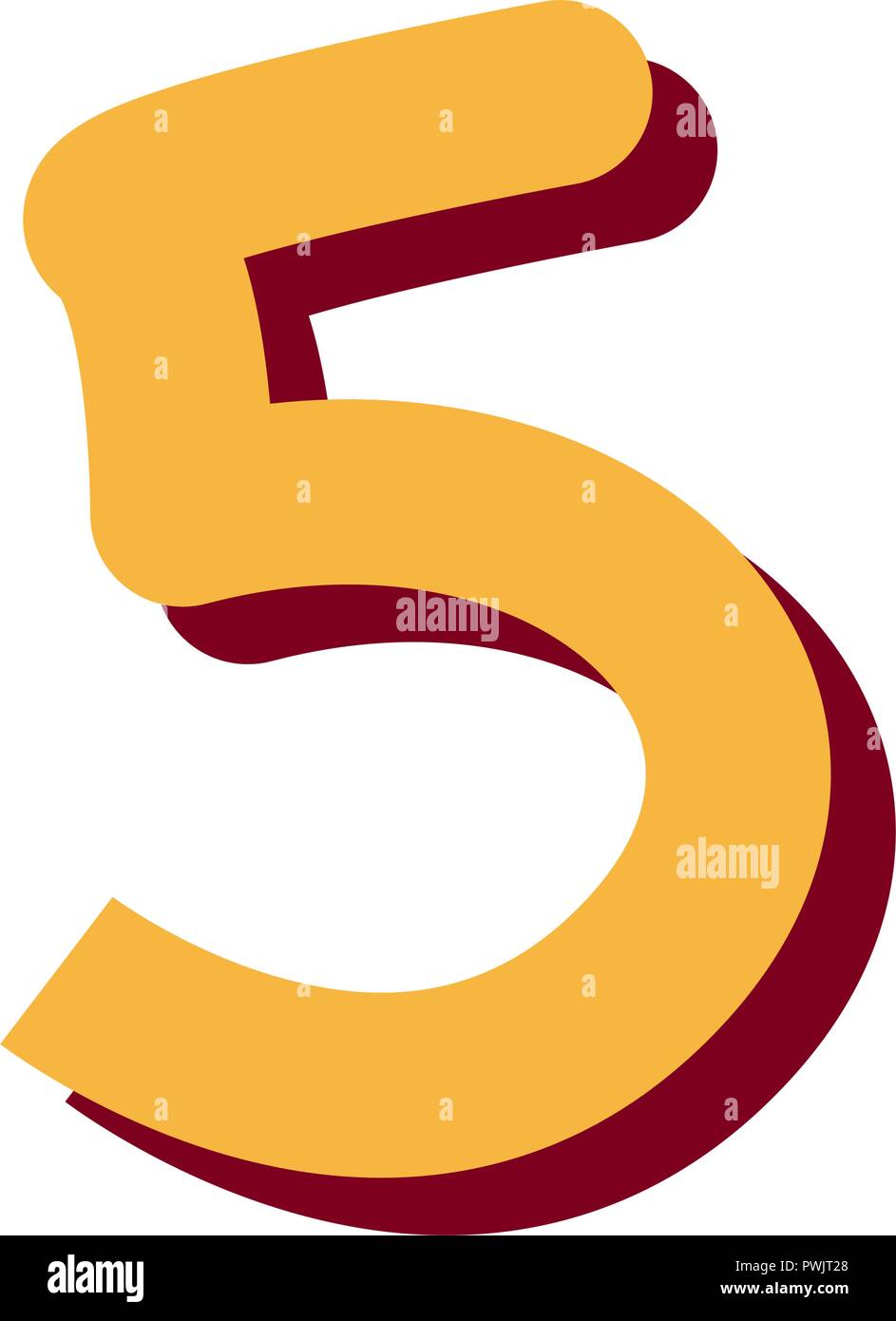 yellow number five font on white background vector illustration Stock ...