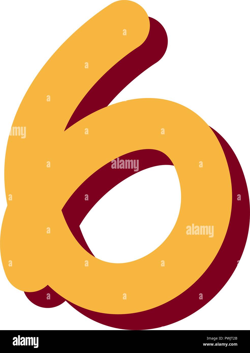 yellow number six font on white background vector illustration Stock ...